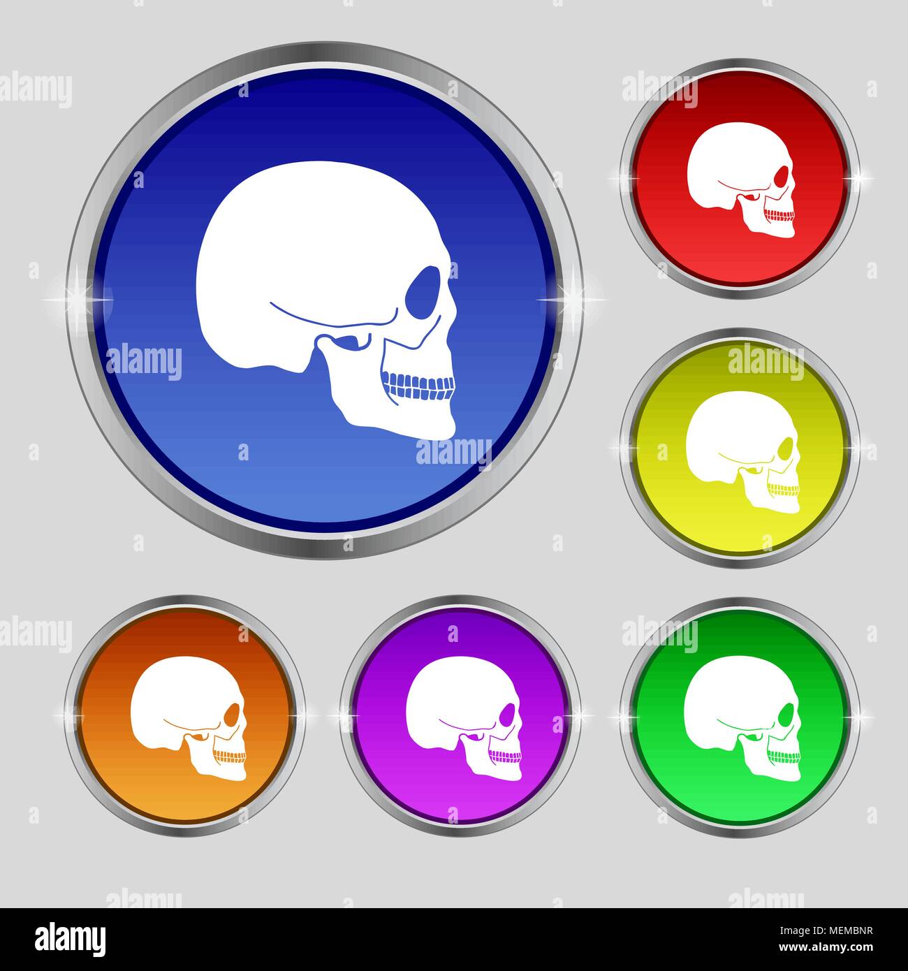 Skull icon sign. Round symbol on bright colourful buttons. Vector ...