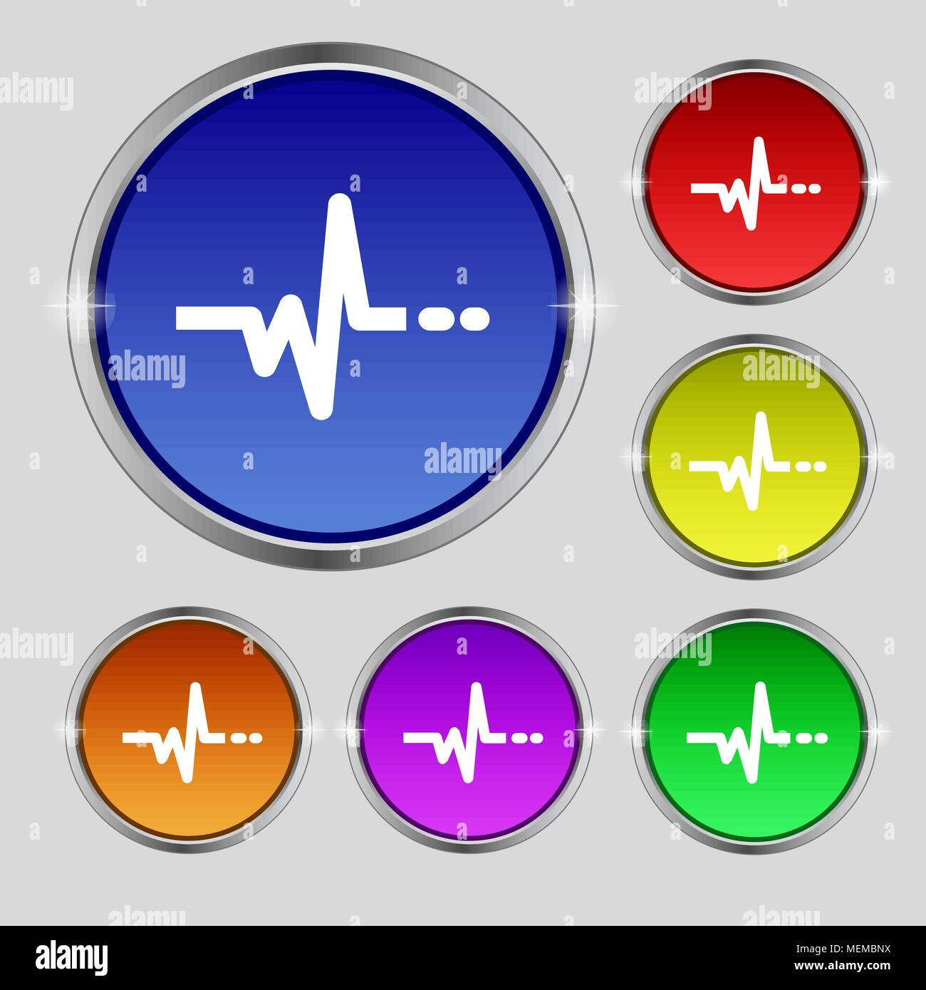 pulse icon sign. Round symbol on bright colourful buttons. Vector ...