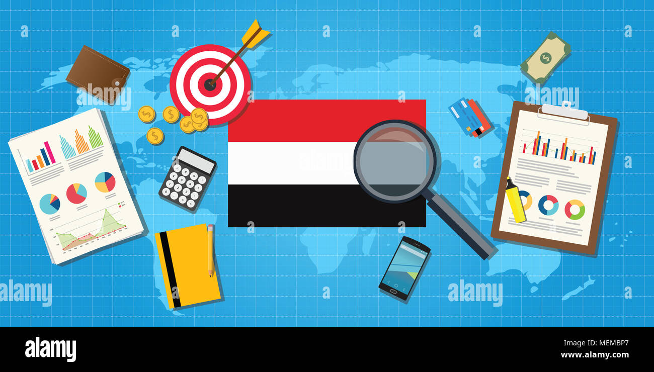 yemen yaman economy economic condition country with graph chart and ...