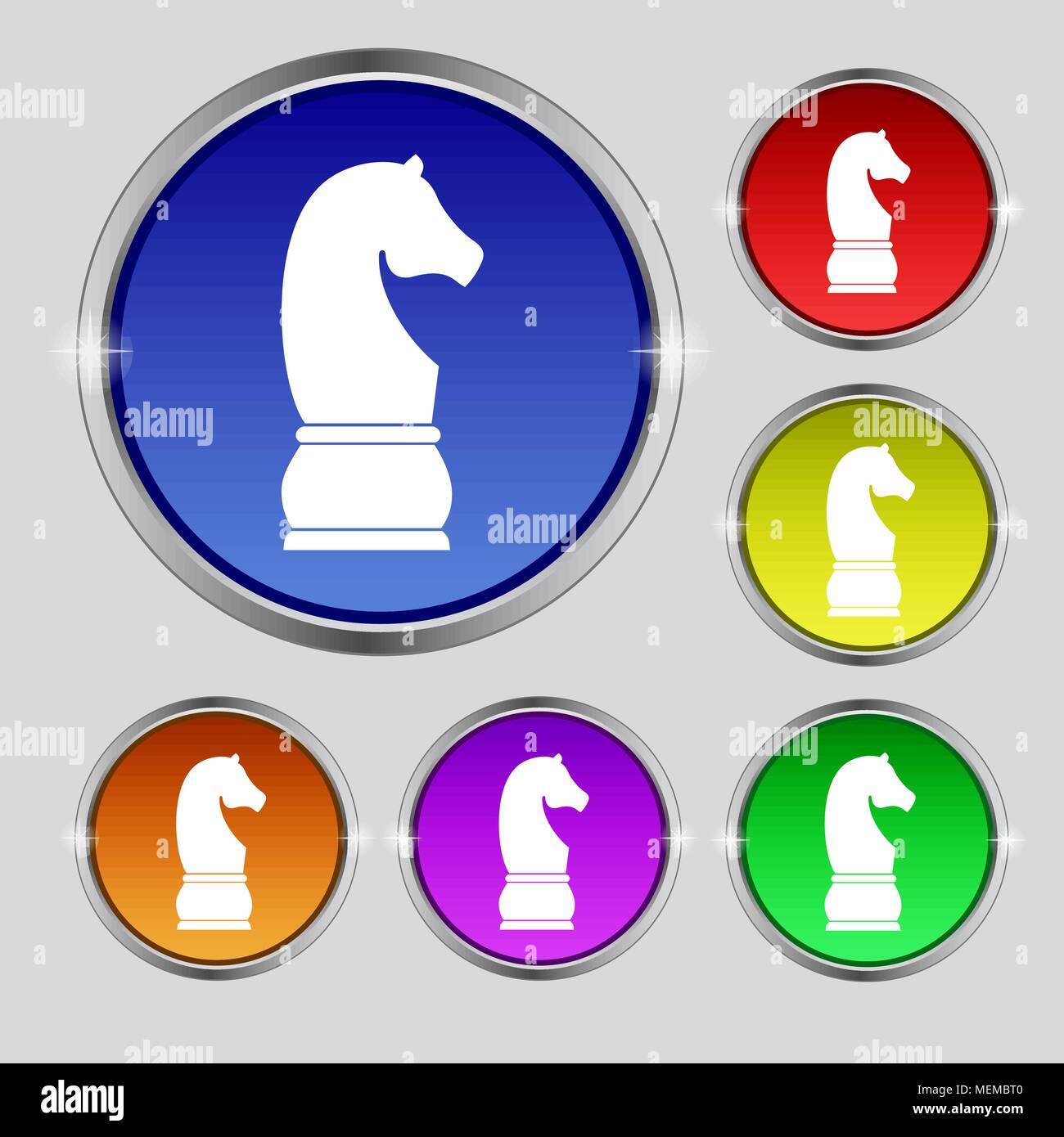 Chess knight icon sign. Round symbol on bright colourful buttons ...