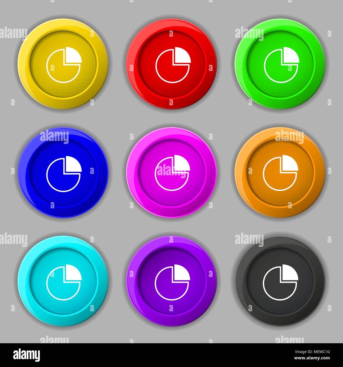 Infographic icon sign. symbol on nine round colourful buttons. Vector ...