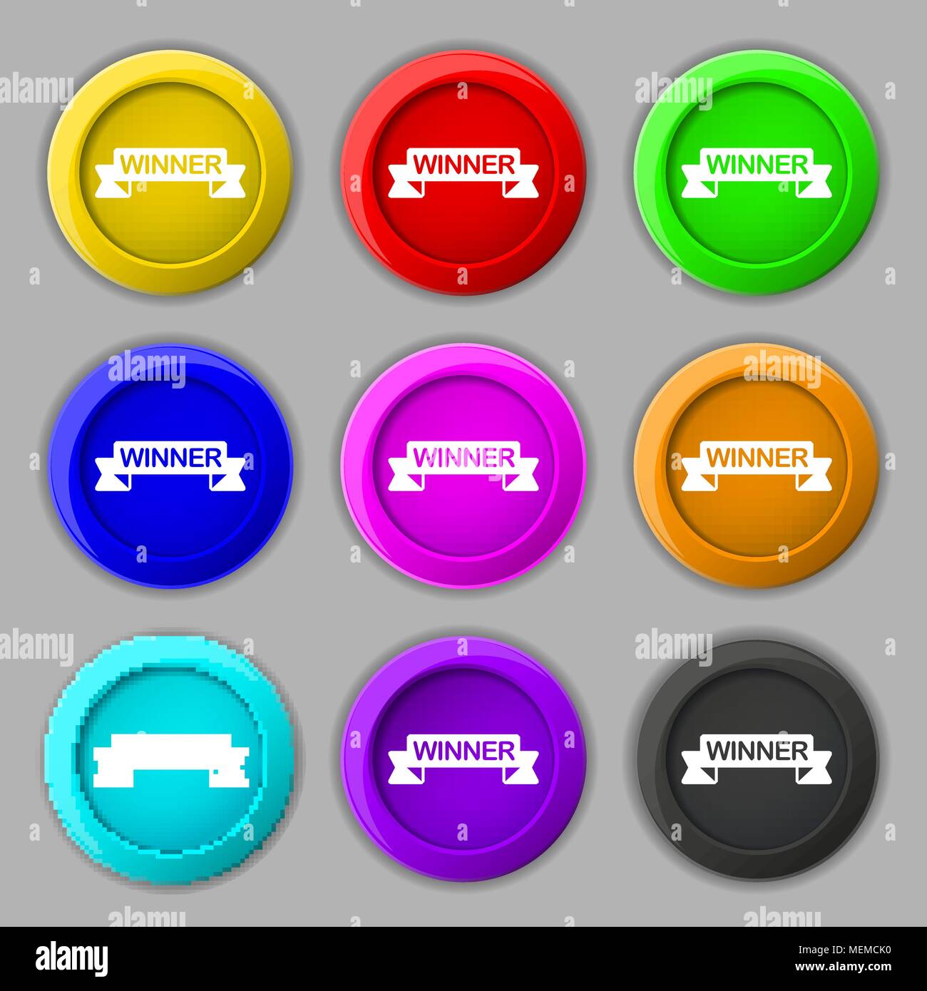 Winner icon sign. symbol on nine round colourful buttons. Vector ...