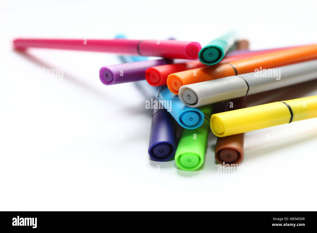 Color pen. Pile with color pens isolated on white background. Color ...