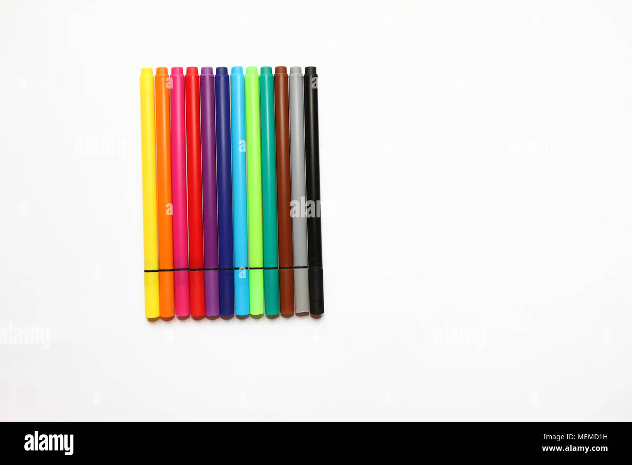 Color pen. Pile with color pens isolated on white background. Color ...