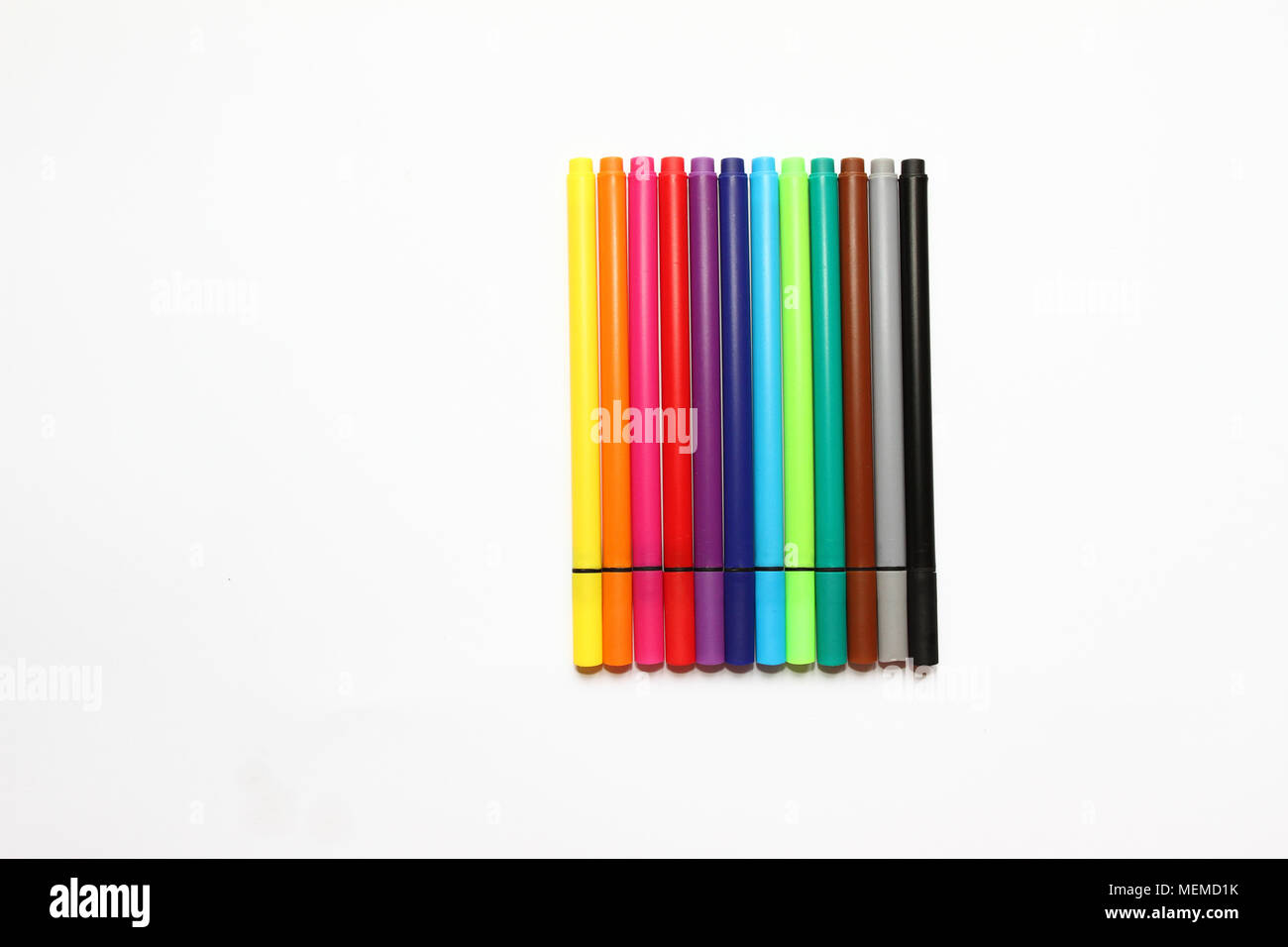 Color pen. Pile with color pens isolated on white background. Color ...