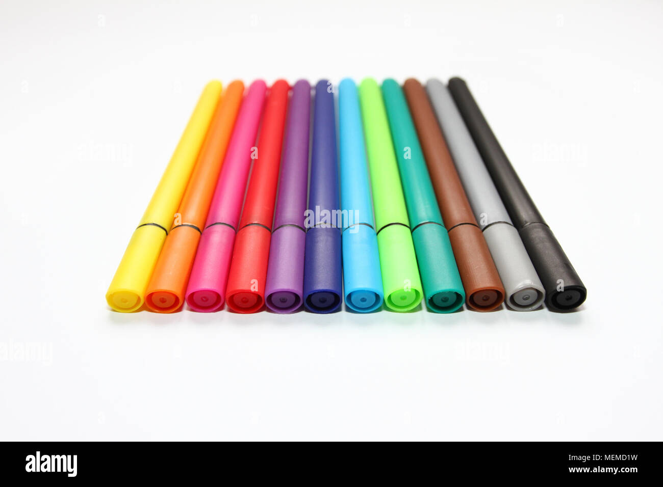 Color pen. Pile with color pens isolated on white background. Color ...