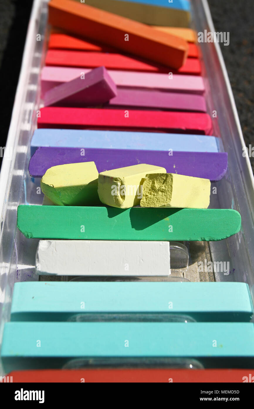 Chalk drawing rainbow color chalks hi-res stock photography and images ...