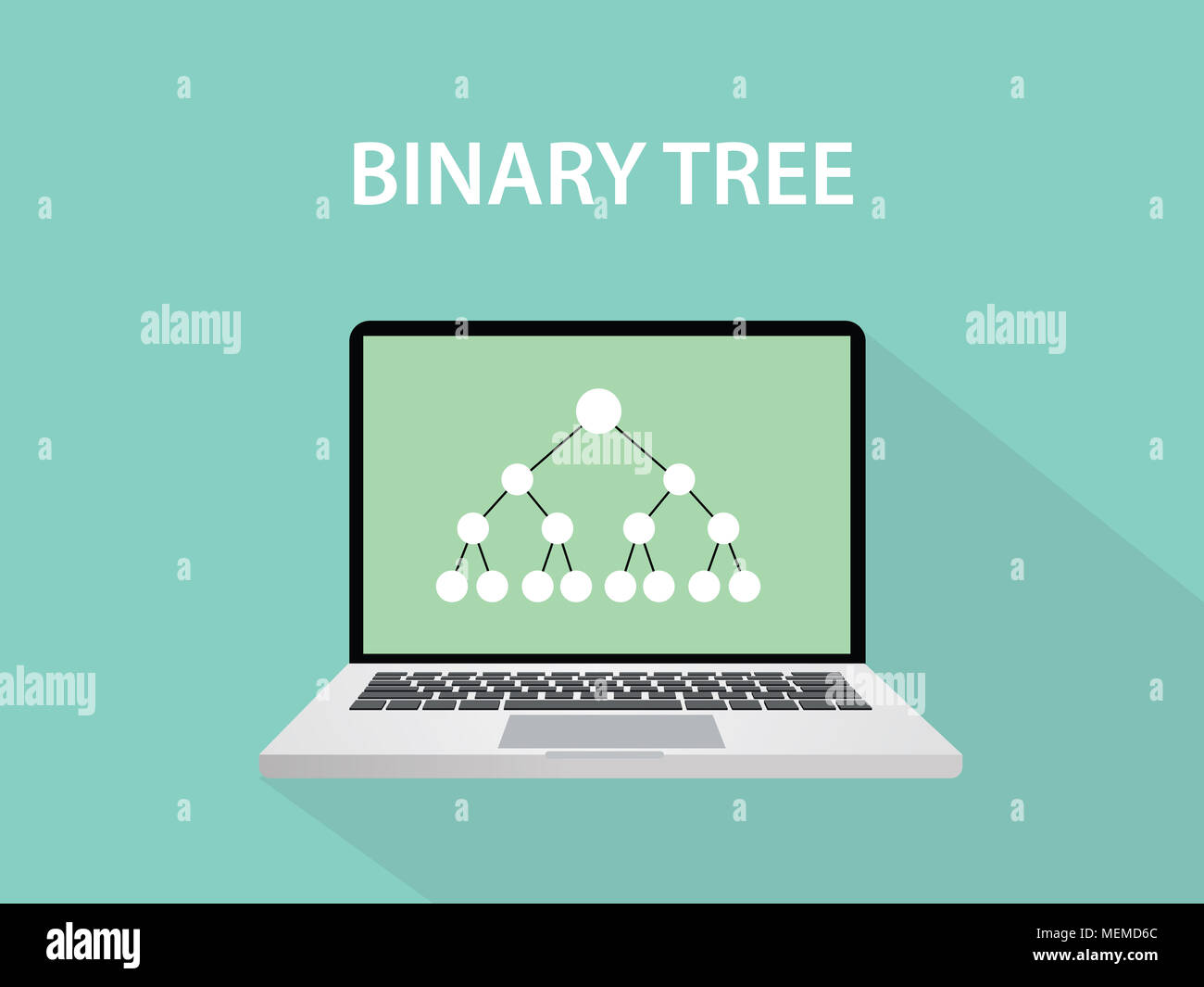 binary tree concept illustration with dot connection like a tree in ...