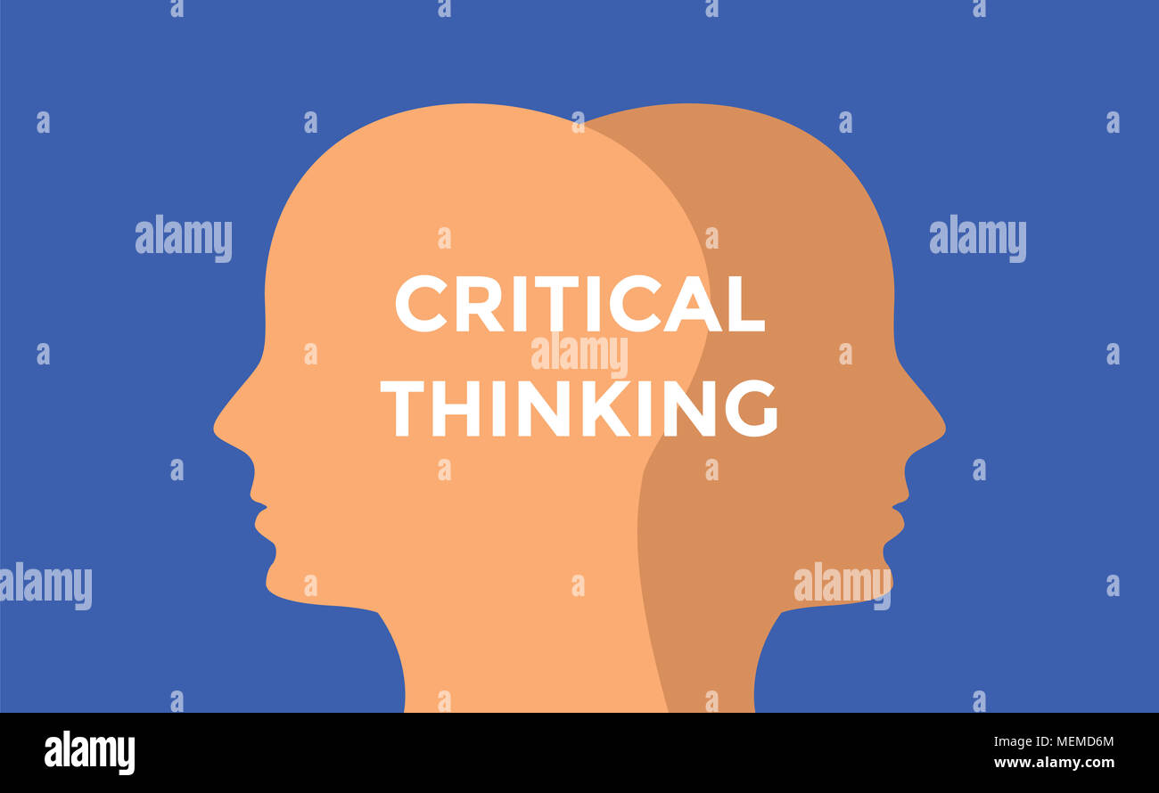 critical thinking concept illustration with head silhouette and text ...