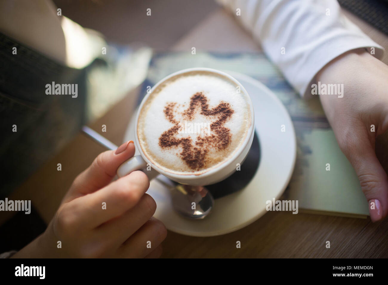 The cup of latte or cappuccino coffee with milk Stock Photo - Alamy