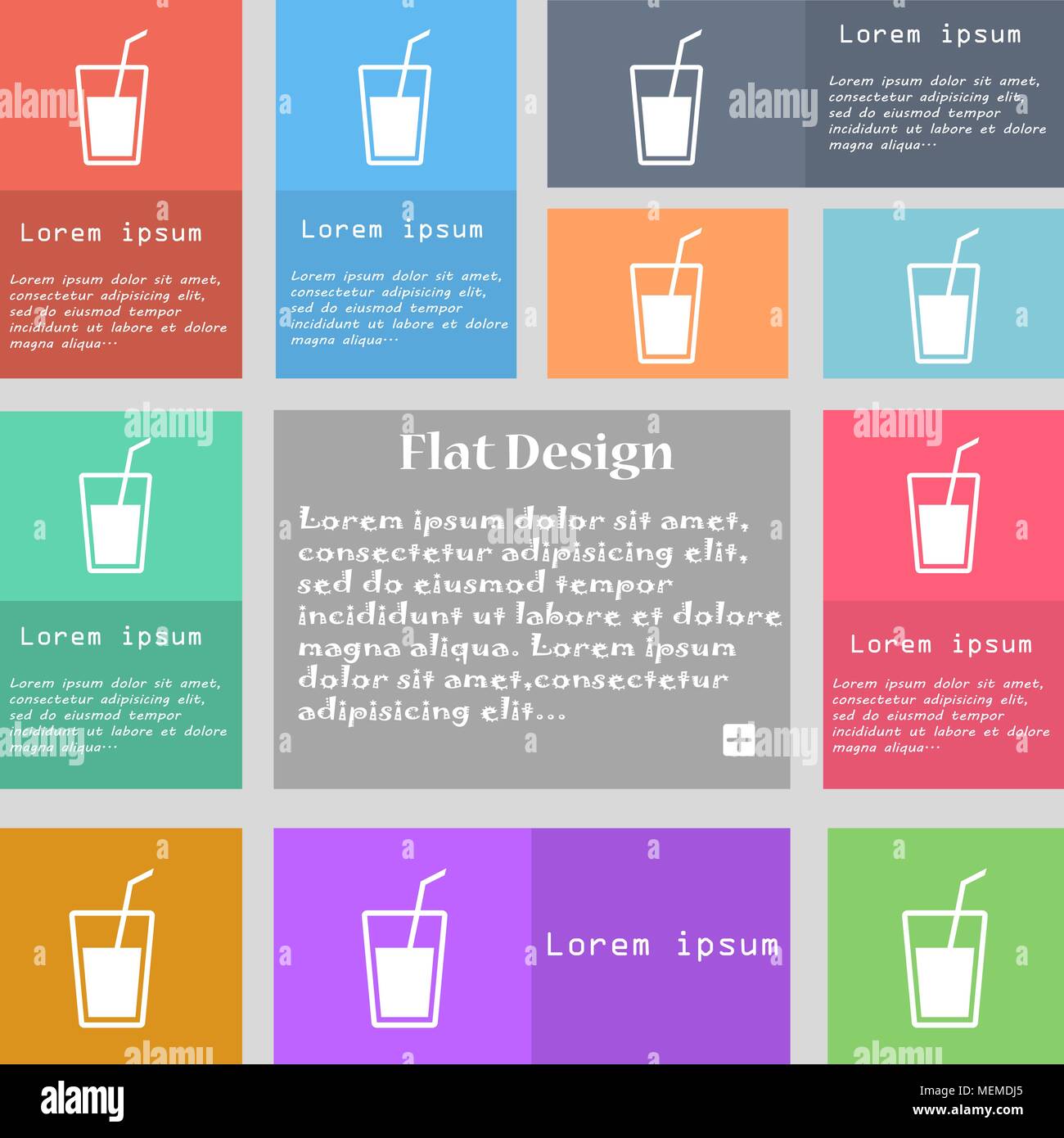 Soft drink icon sign. Set of multicolored buttons with space for text ...