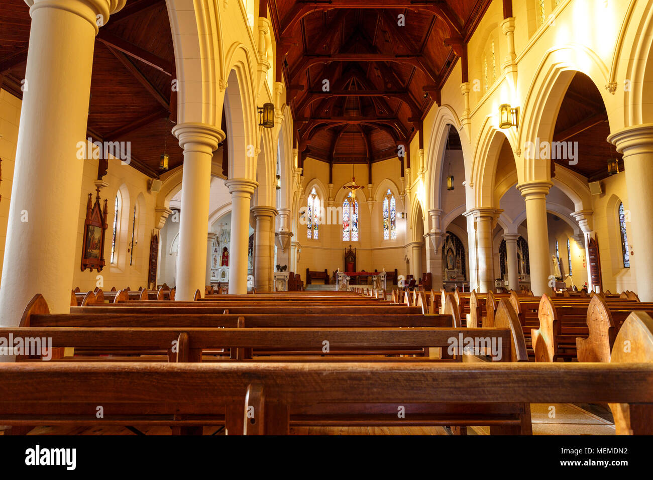 View of the three naves interior of St Michael Cathedral, a large ...