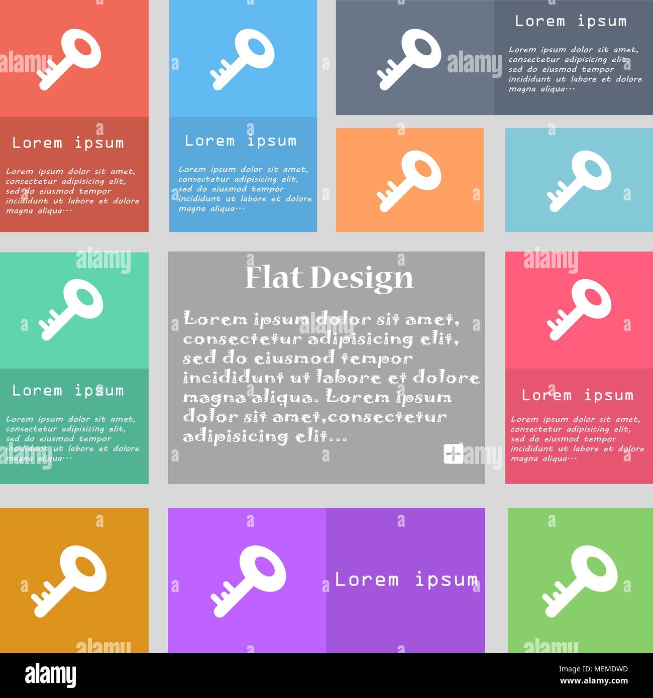 Key icon sign. Set of multicolored buttons with space for text. Vector ...