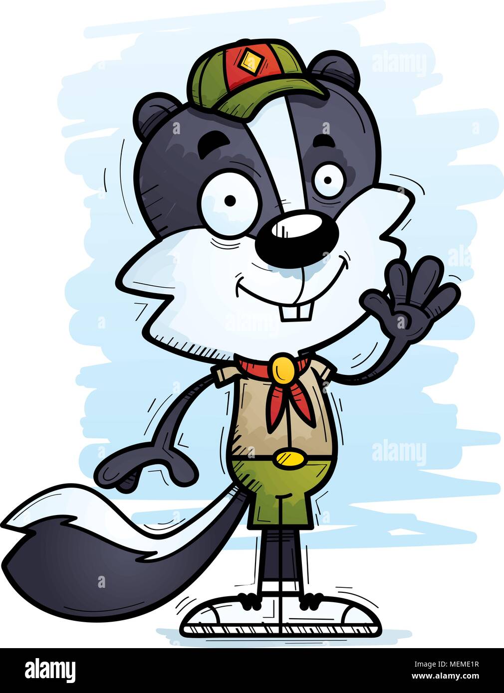 A cartoon illustration of a male skunk scout waving Stock Vector Image ...