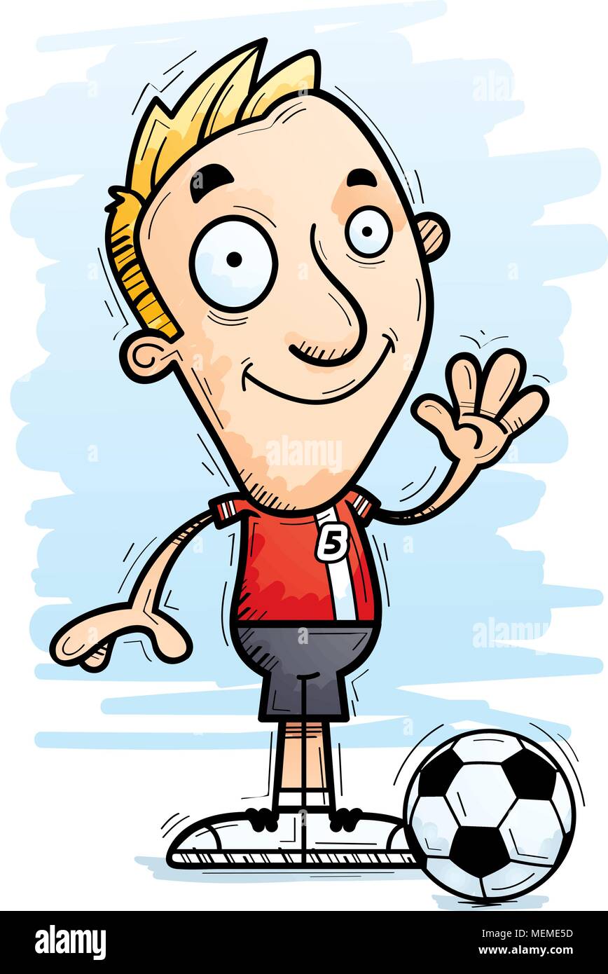 A cartoon illustration of a man soccer player waving Stock Vector Image ...