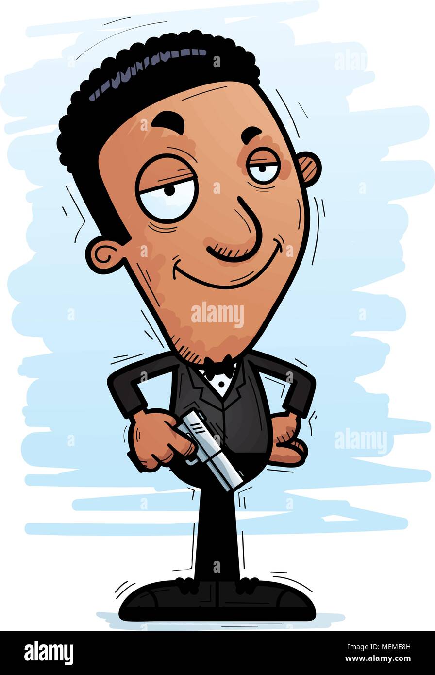A cartoon illustration of a black spy looking confident Stock Vector ...