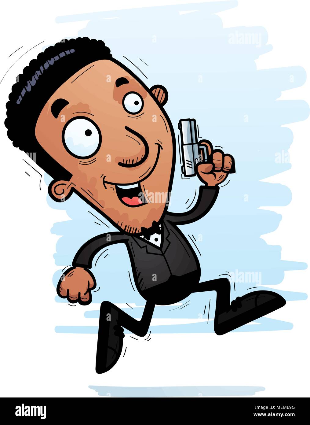 A cartoon illustration of a black spy running Stock Vector Image & Art ...