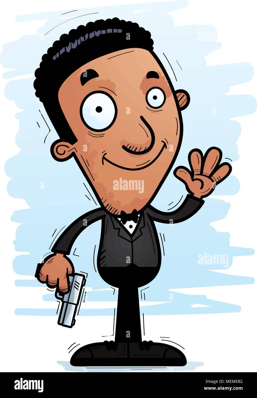 A cartoon illustration of a black spy waving Stock Vector Image & Art ...