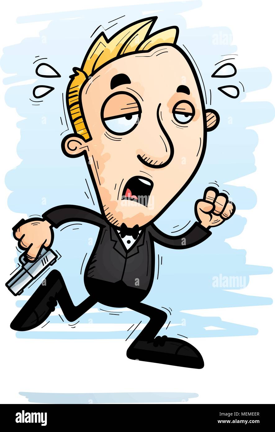 A cartoon illustration of a spy running and looking exhausted Stock ...