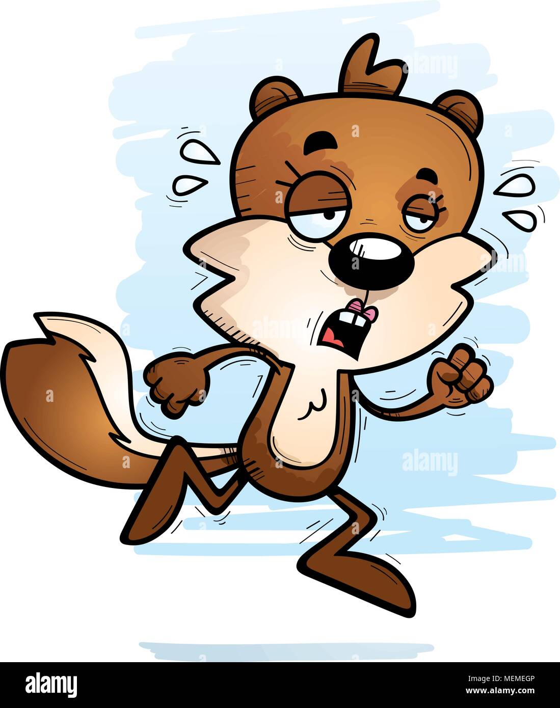 A cartoon illustration of a female squirrel running and looking ...