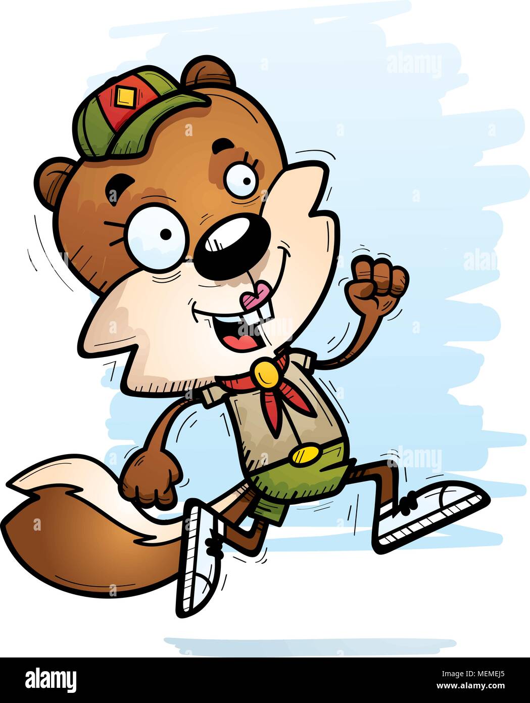 A cartoon illustration of a female squirrel scout running Stock Vector ...