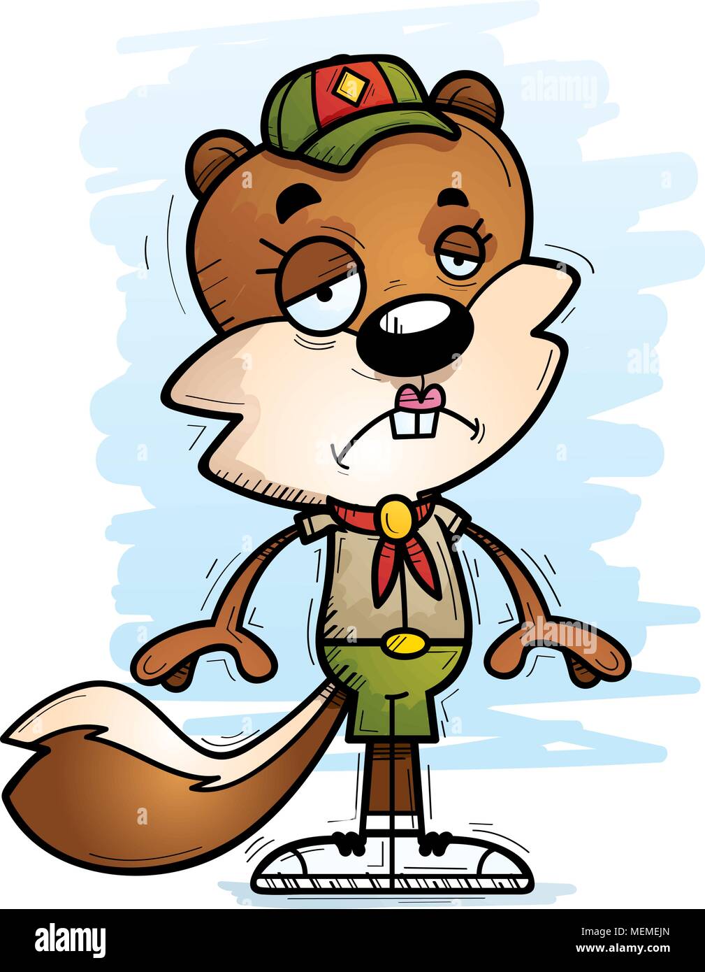 A cartoon illustration of a female squirrel scout looking sad Stock ...