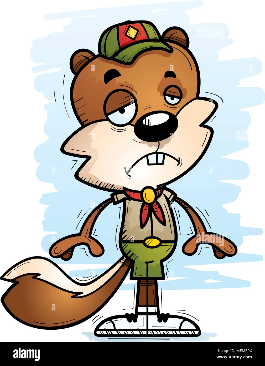 A cartoon illustration of a male squirrel scout looking sad Stock ...