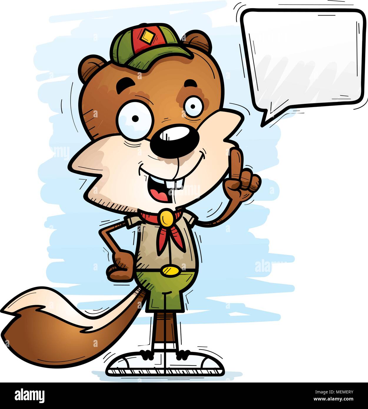 A cartoon illustration of a male squirrel scout talking Stock Vector ...