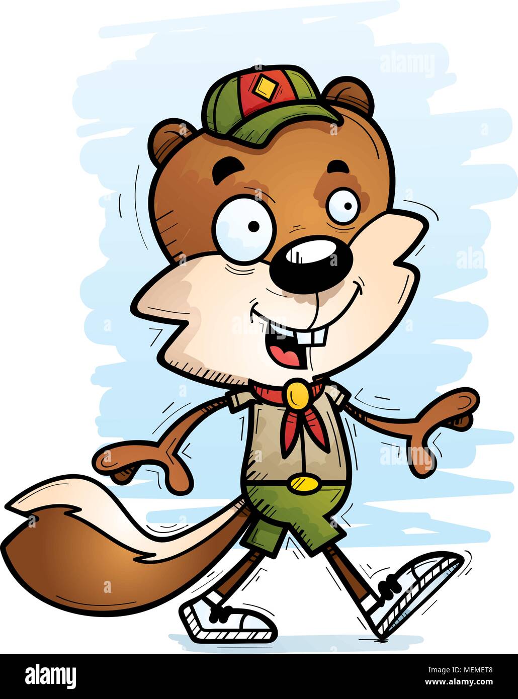 A cartoon illustration of a male squirrel scout walking Stock Vector ...
