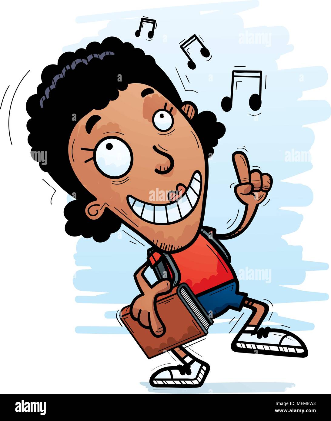 A cartoon illustration of a black woman student dancing Stock Vector ...