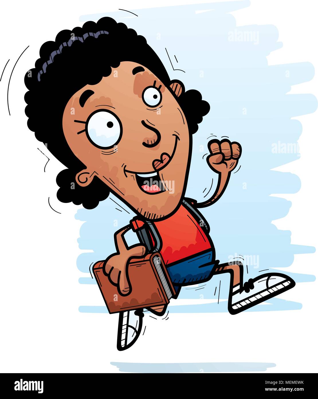 A cartoon illustration of a black woman student running Stock Vector ...