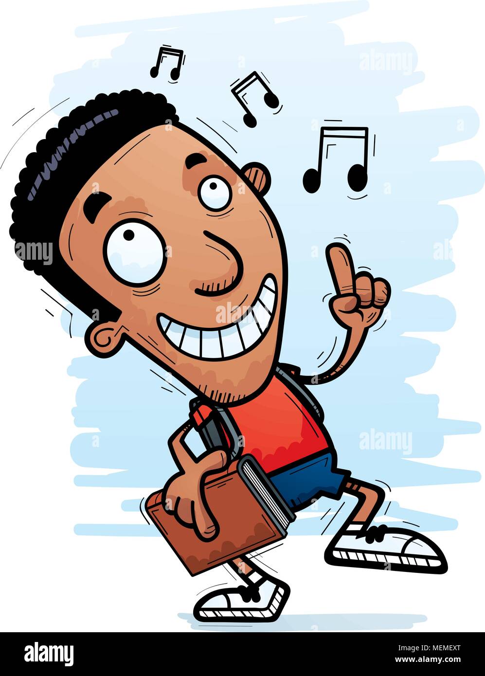 A cartoon illustration of a black man student dancing Stock Vector ...