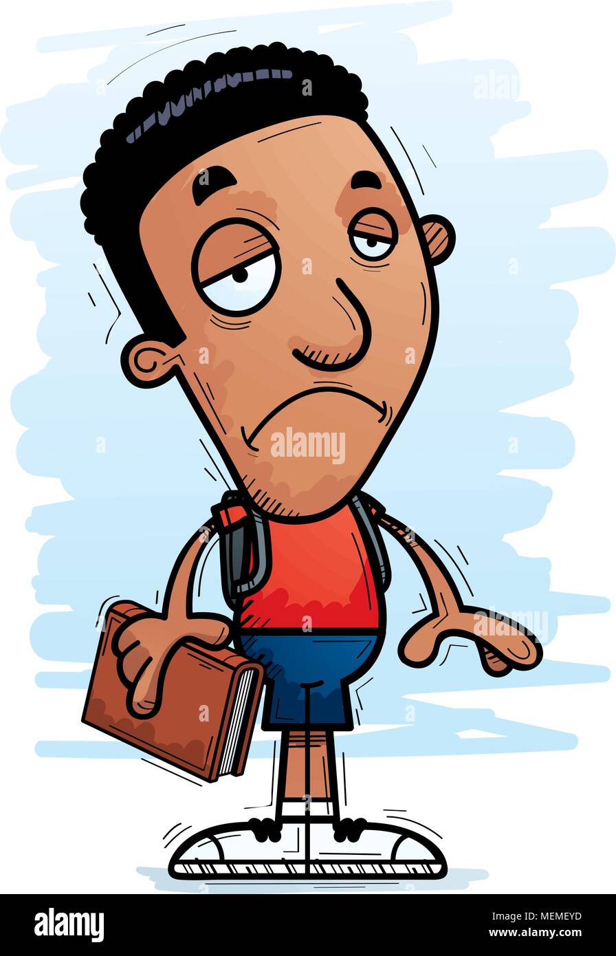A cartoon illustration of a black man student looking sad Stock Vector ...
