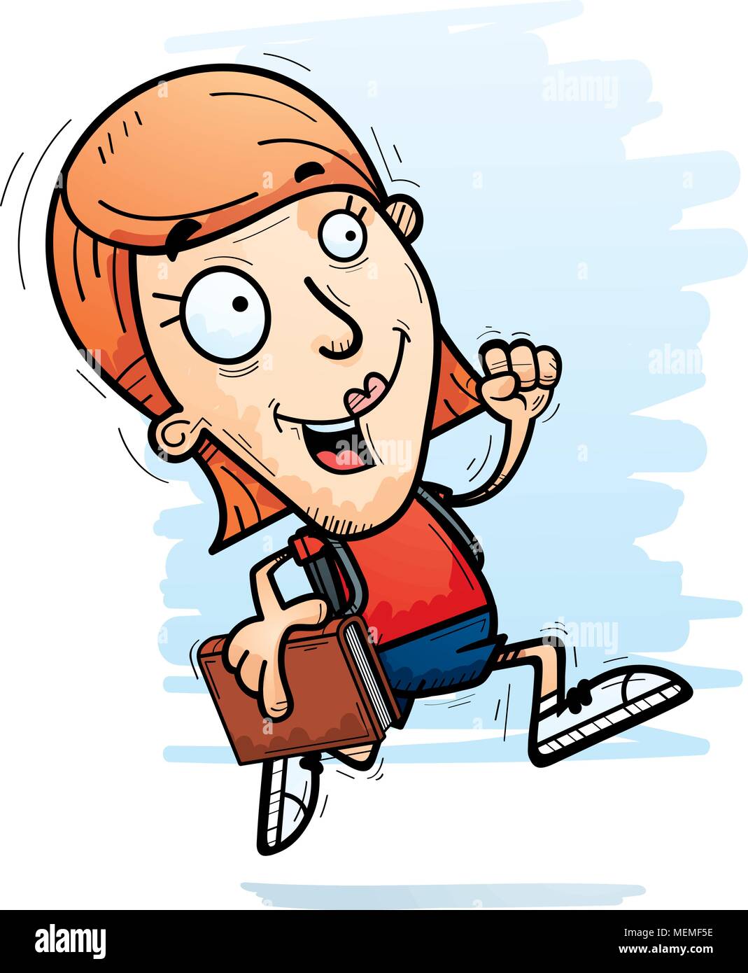 A cartoon illustration of a woman student running Stock Vector Image ...