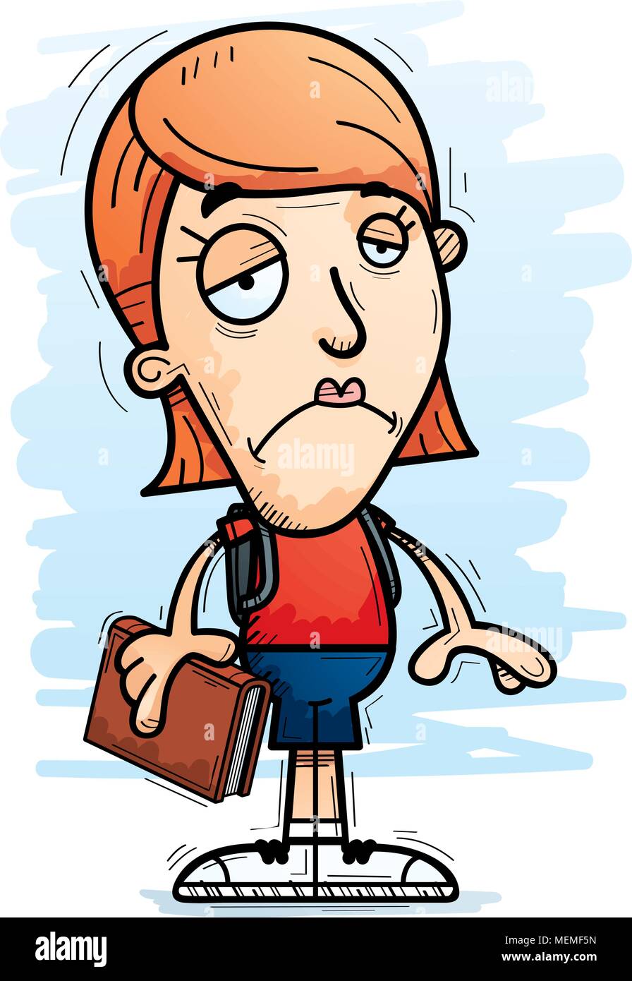 A cartoon illustration of a woman student looking sad Stock Vector ...