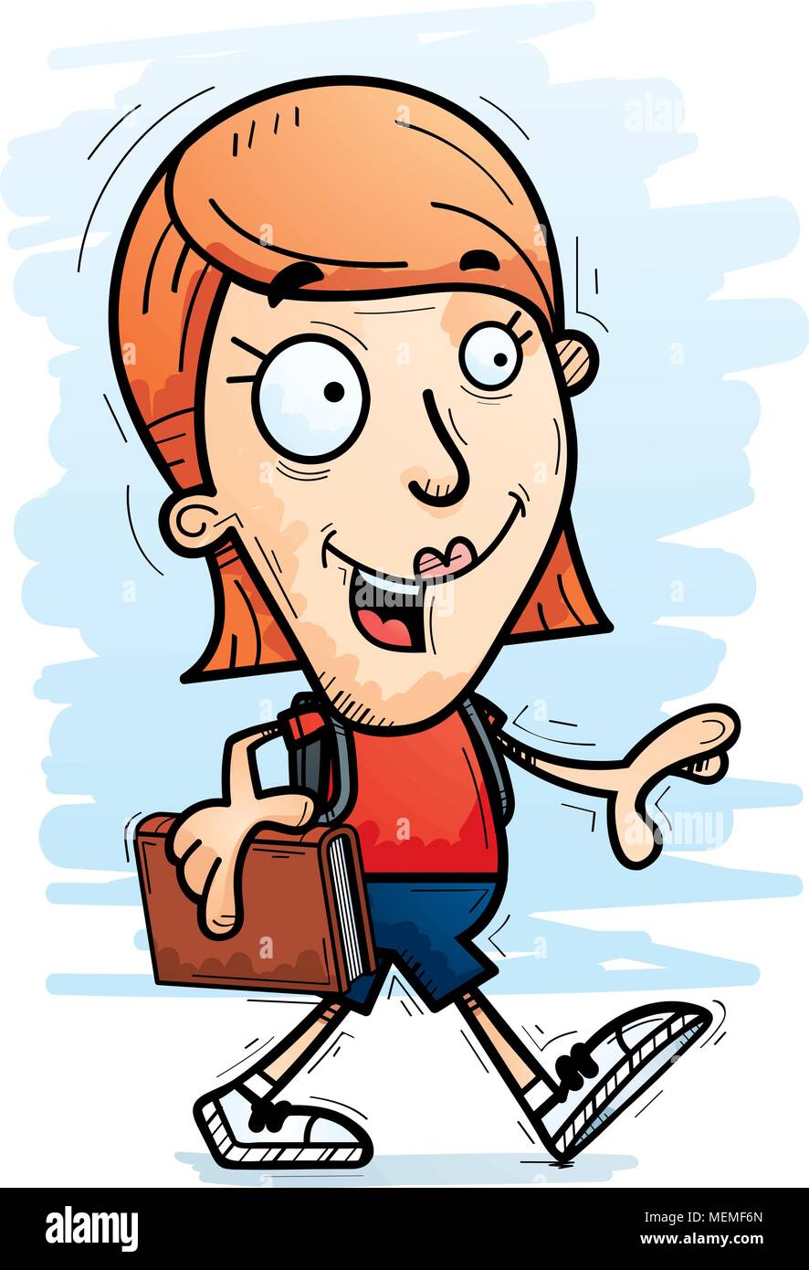 A cartoon illustration of a woman student walking Stock Vector Image ...