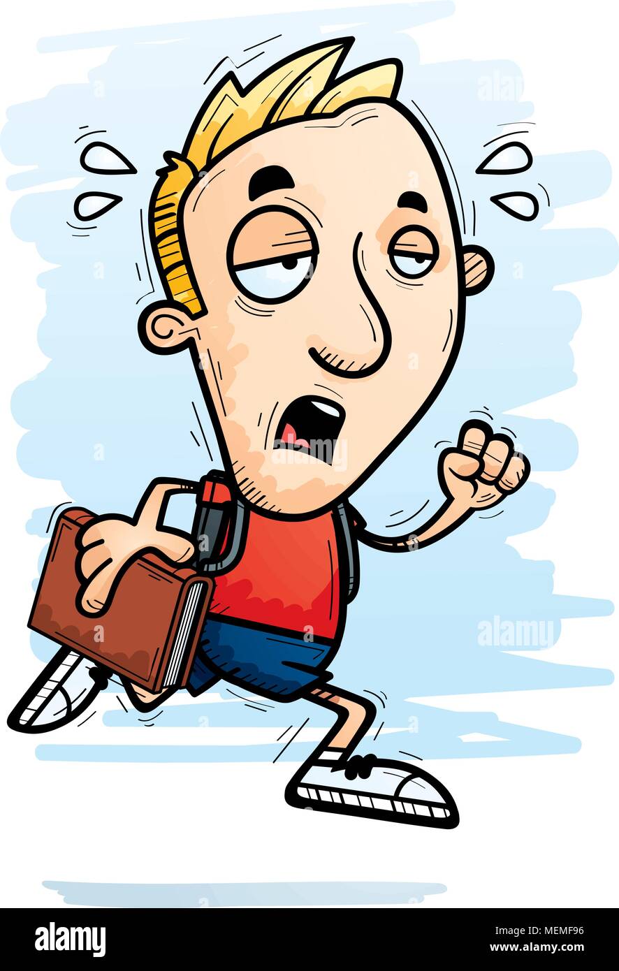 Student Rushing Cartoon Cartoon Dirty Blond White Female Teacher