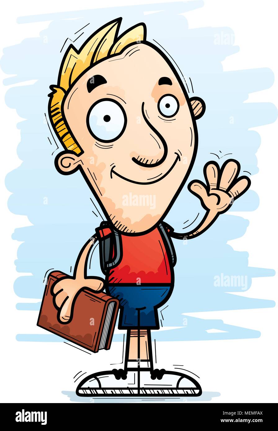 A cartoon illustration of a man student waving Stock Vector Image & Art ...