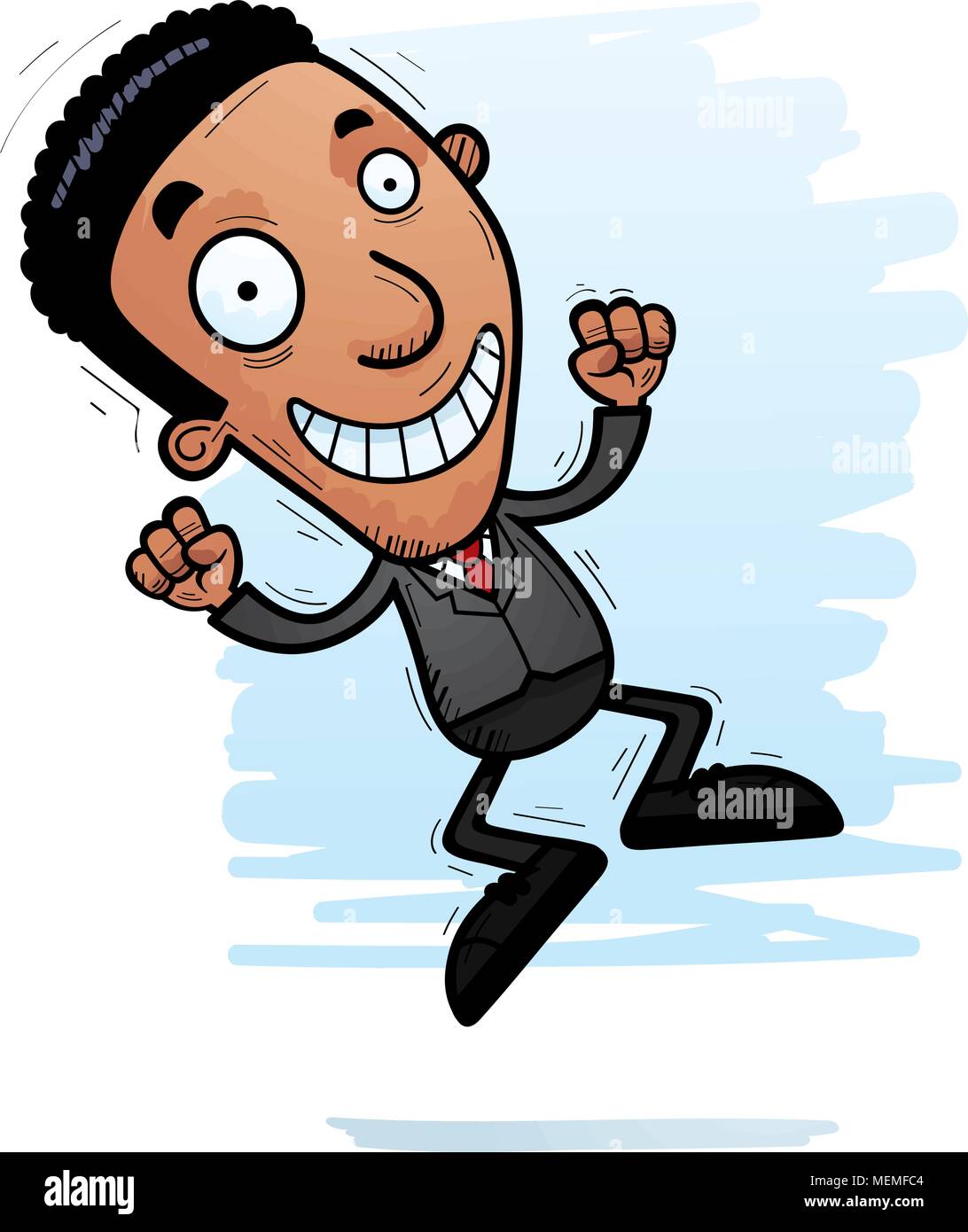 A cartoon illustration of a black businessman jumping Stock Vector ...