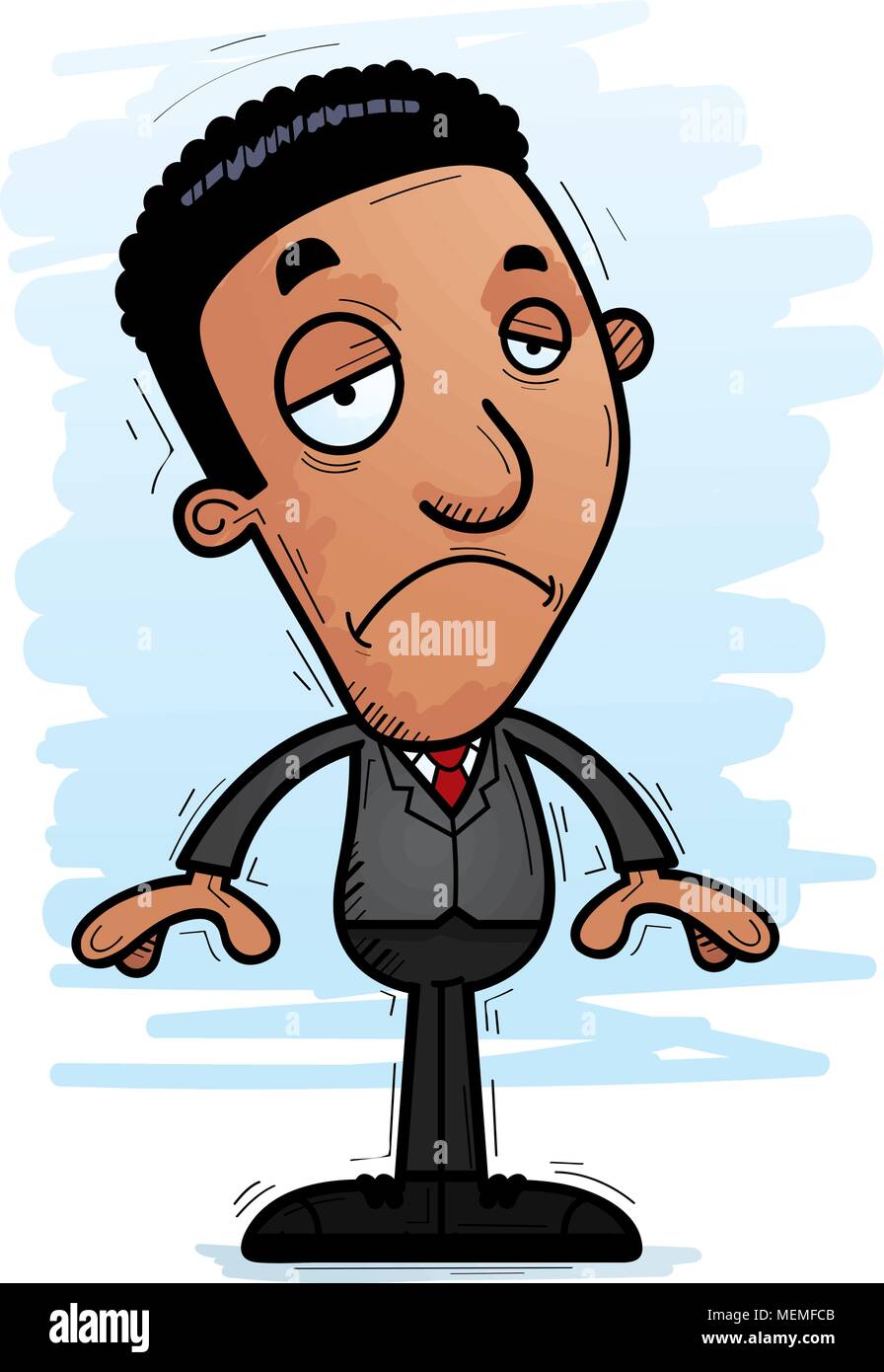 A cartoon illustration of a black businessman looking sad Stock Vector ...