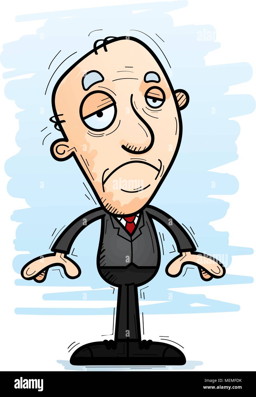 A cartoon illustration of a senior citizen businessman looking sad ...