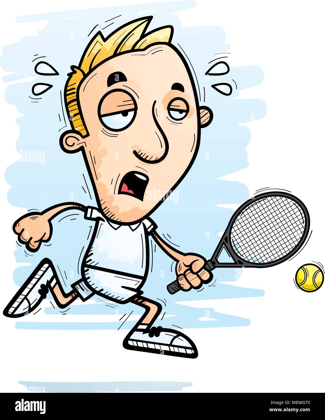 A cartoon illustration of a man tennis player running and looking ...