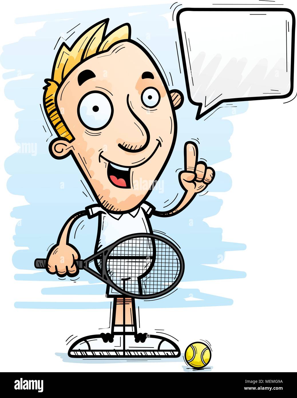 A cartoon illustration of a man tennis player talking Stock Vector ...