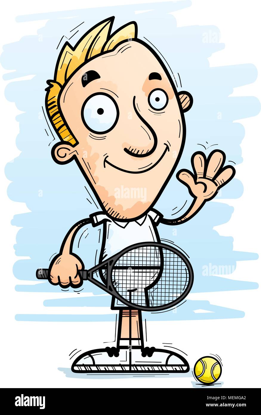 A cartoon illustration of a man tennis player waving Stock Vector Image ...