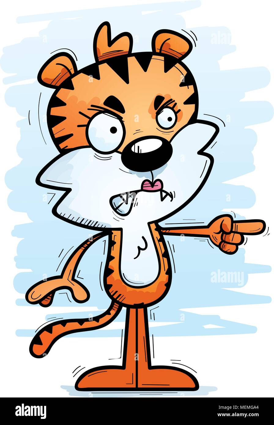 A cartoon illustration of a female tiger looking angry and pointing ...