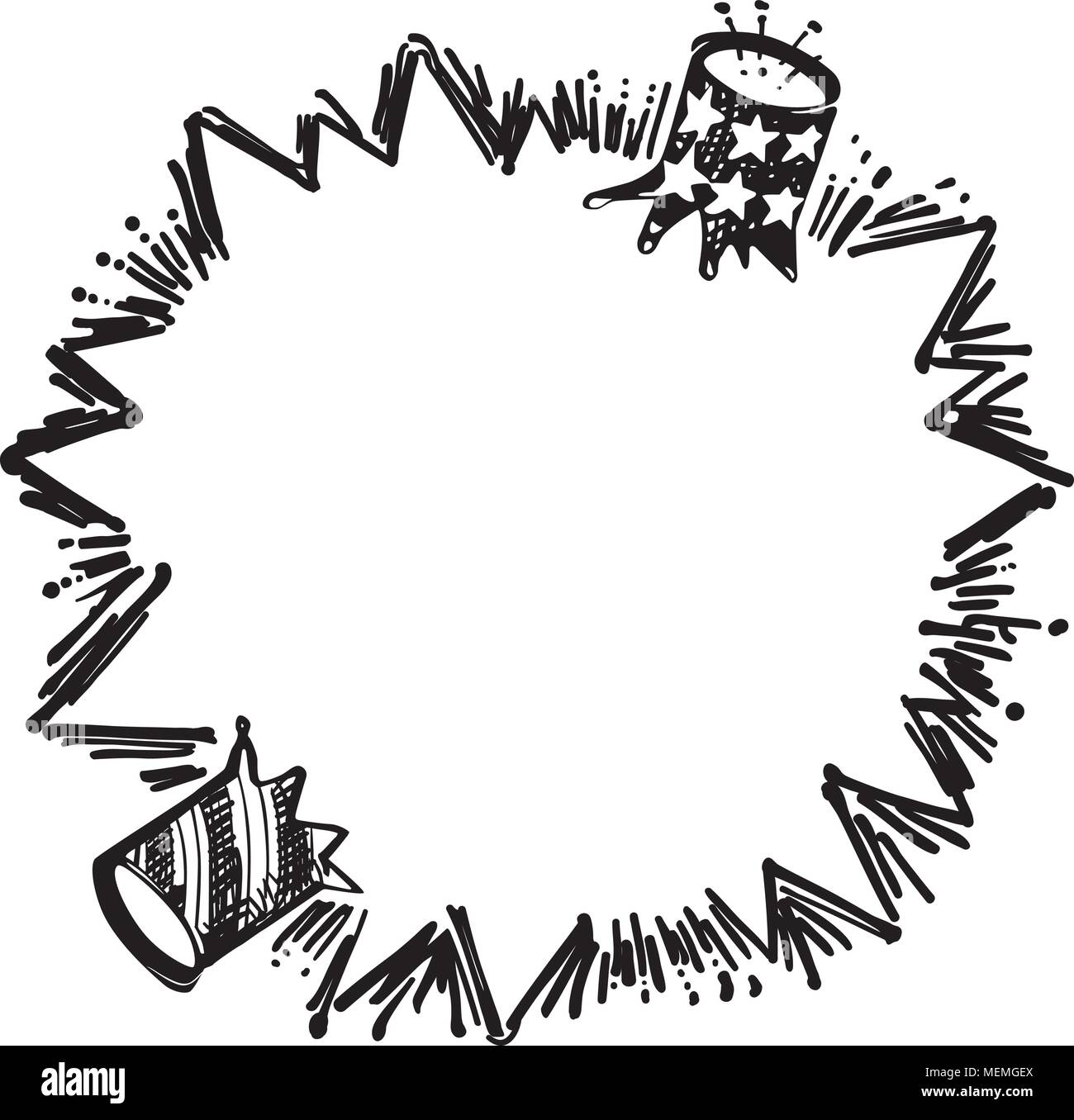 Exploding Firecracker Ad Frame - Retro Clipart Illustration Stock ...