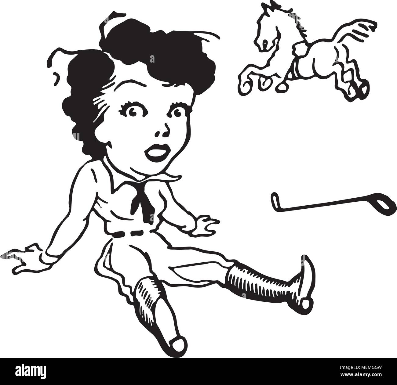 Fallen Rider - Retro Clipart Illustration Stock Vector Image & Art - Alamy