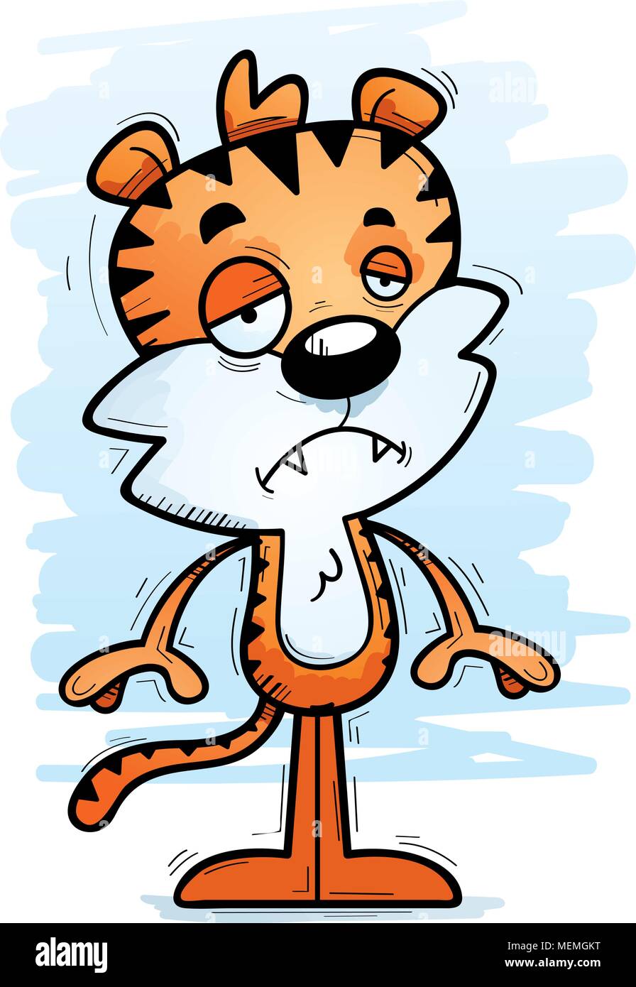 A cartoon illustration of a male tiger looking sad Stock Vector Image ...