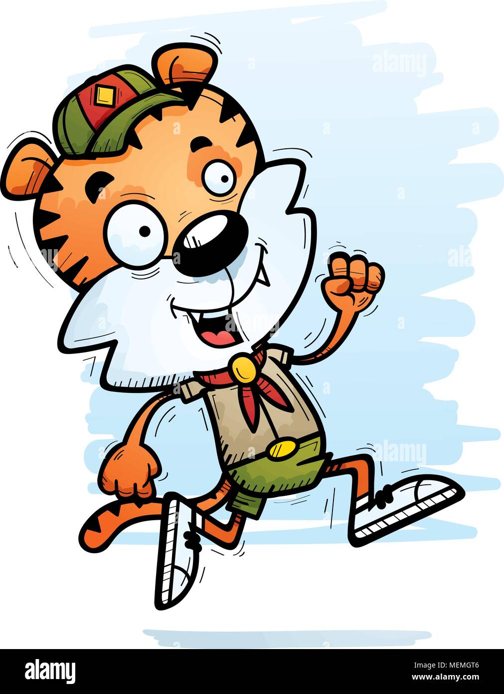 A cartoon illustration of a male tiger scout running Stock Vector Image ...