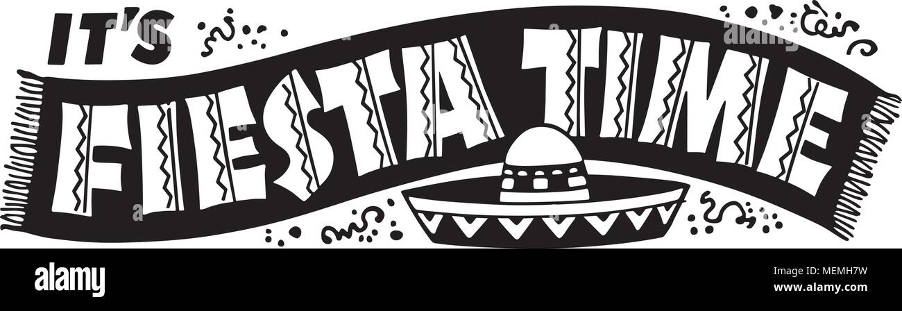 Fiesta Time Banner - Retro Clipart Banner Stock Vector Image & Art - Alamy